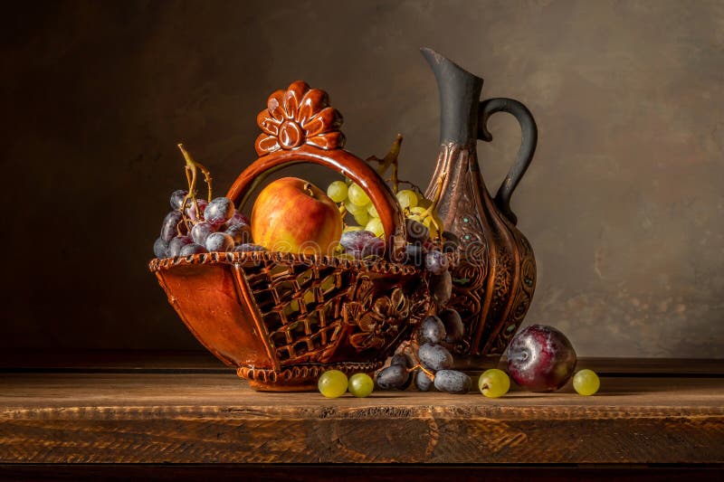 Still Life with Fruit in a Classic Style Stock Photo - Image of ...
