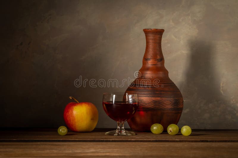 Still Life with Fruit in a Classic Style Stock Image - Image of silver ...