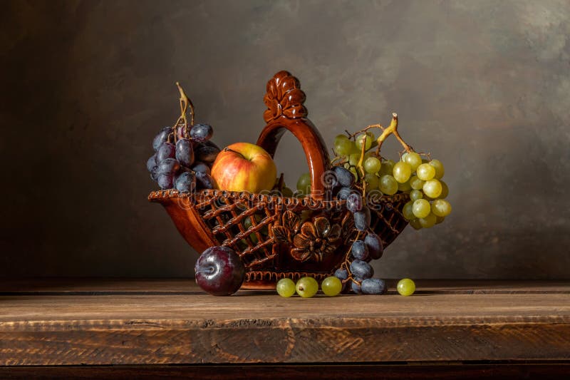 Still Life with Fruit in a Classic Style Stock Photo - Image of eating ...