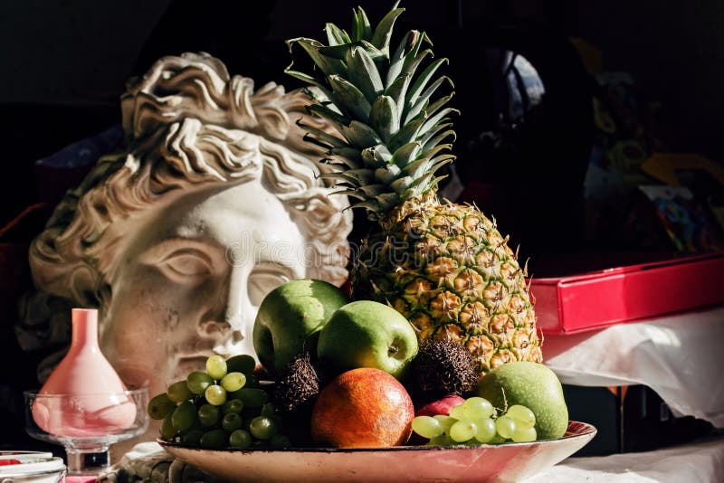 Still Life Fruit Plaster Head Apollo Stock Photos - Free & Royalty-Free ...