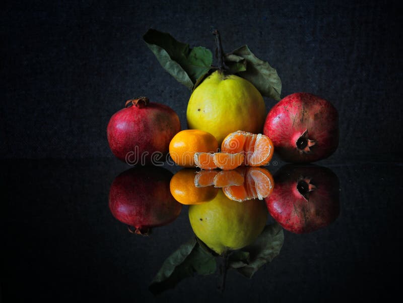 Still Life Fruit with Reflection Stock Image - Image of life, flower ...