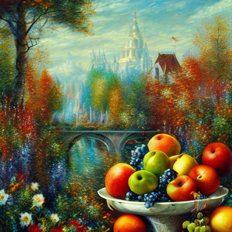 Still Life with Fruit in the Style of Classical Oil Painting Ai ...