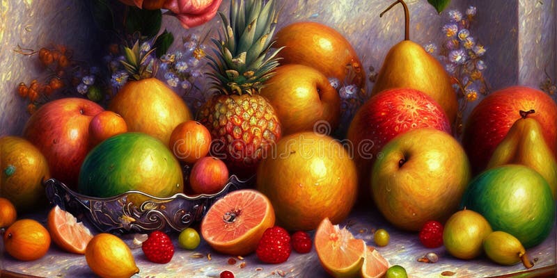 Still Life with Fruit in the Style of Classical Oil Painting Ai ...