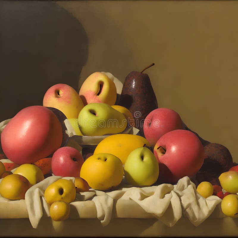 Still Life with Fruits, Generative AI Illustration Stock Illustration ...