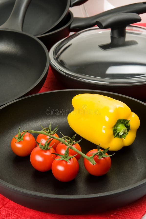 Still-life with Fry Pans and Vegetables Stock Image - Image of fresh ...