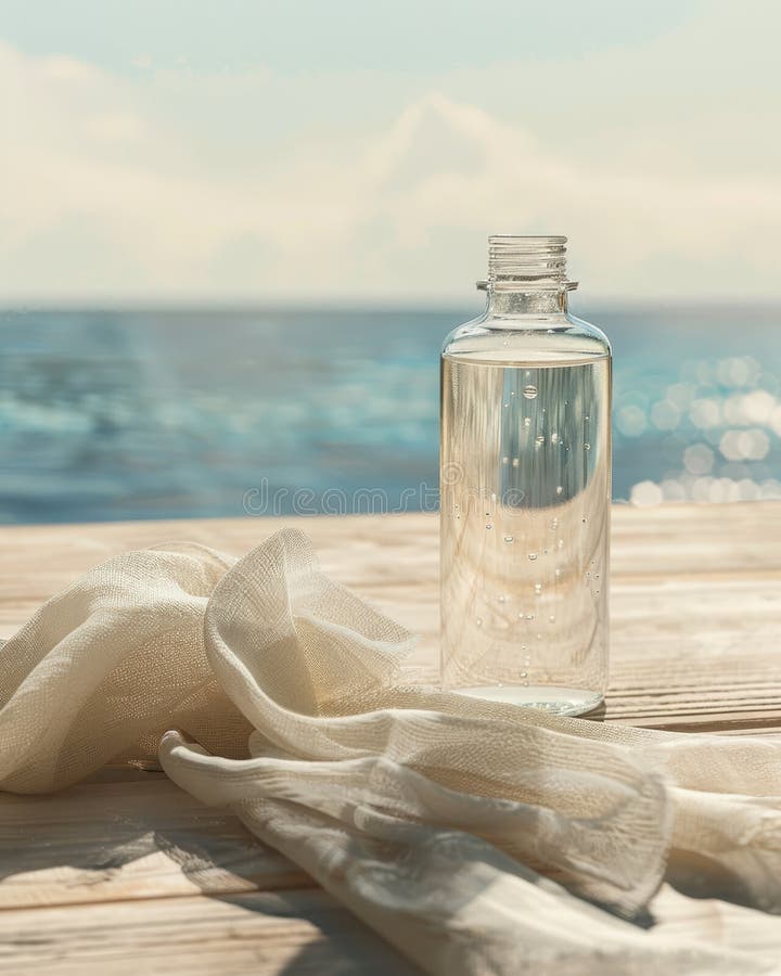 Still Life of Glass Bottle and Cloth by Ocean Stock Illustration ...