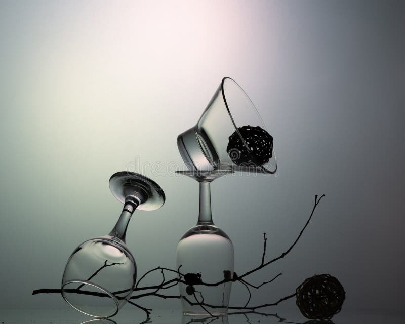 Still Life with Glass and a Dry Tree Branch Stock Image - Image of ...