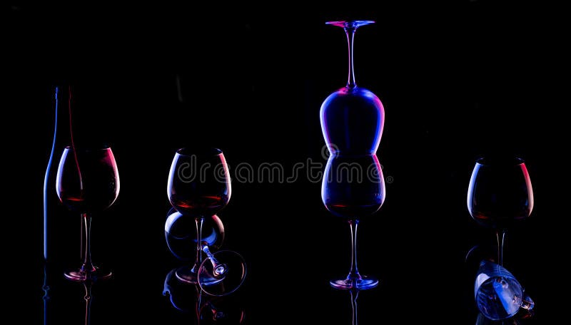 Still Life With Glass Objects On A Black Background Stock Image - Image ...