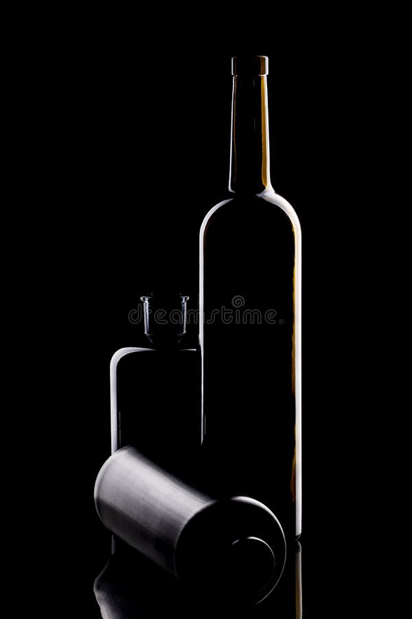 Still Life with Glass Objects on a Black Background Stock Image - Image ...