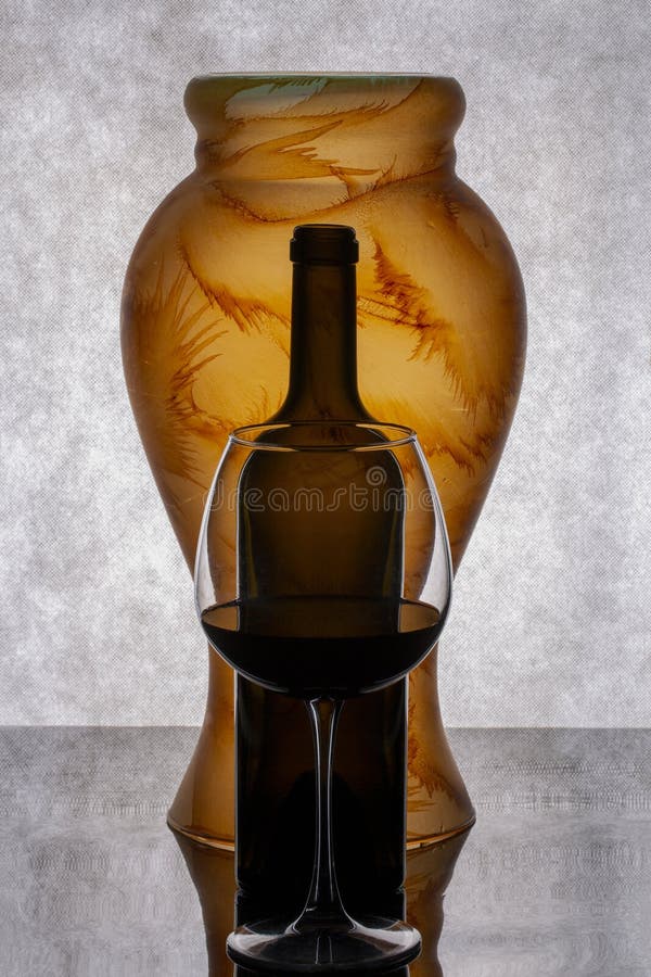 Still Life with Glass Objects on a Gray Background Stock Image - Image ...