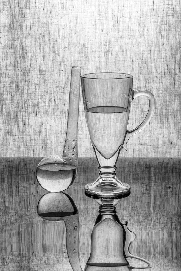 Still Life with Glass Objects with Reflection Stock Image - Image of ...