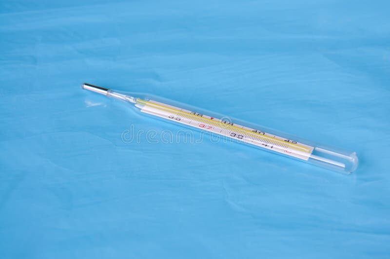 Still Life : Glass Thermometer on a Blue Background Stock Image - Image ...