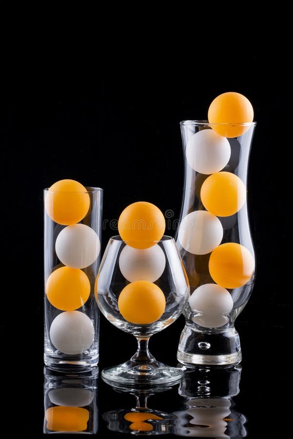 Still Life with Glasses, Balls and Reflection Stock Image - Image of ...