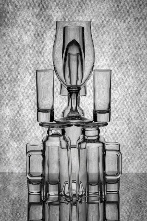 Still Life with Glassware on a Reflective Surface Stock Illustration ...