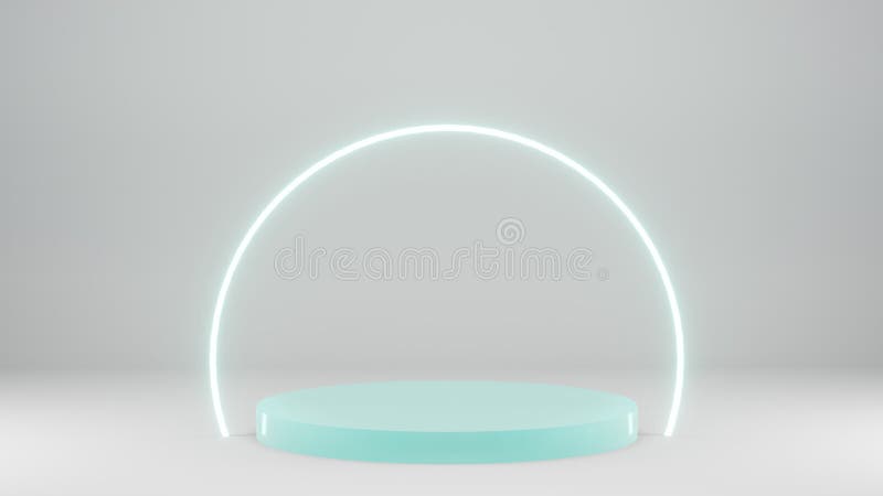 Still Life with Glowing Circle on Light Blue Color Pedestal Stock ...