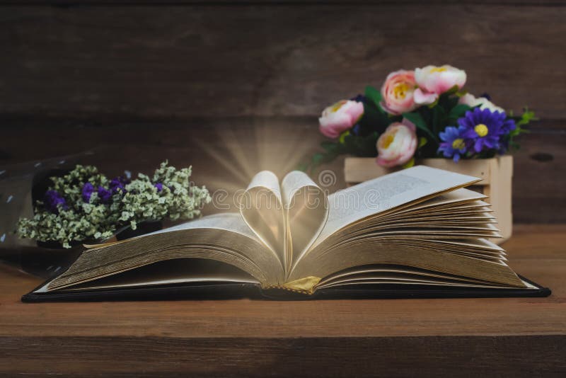 Still Life Heart Sign on Text Book on Wood Table Background Stock Photo ...