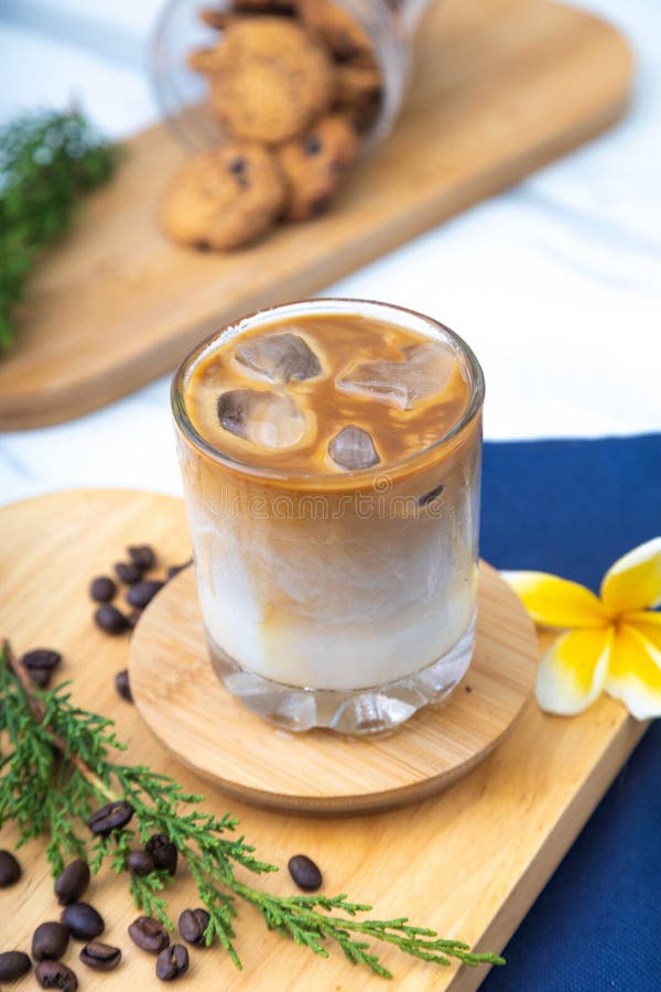 Still Life Ice Coffee Milk and Biscuits Stock Photo - Image of front ...
