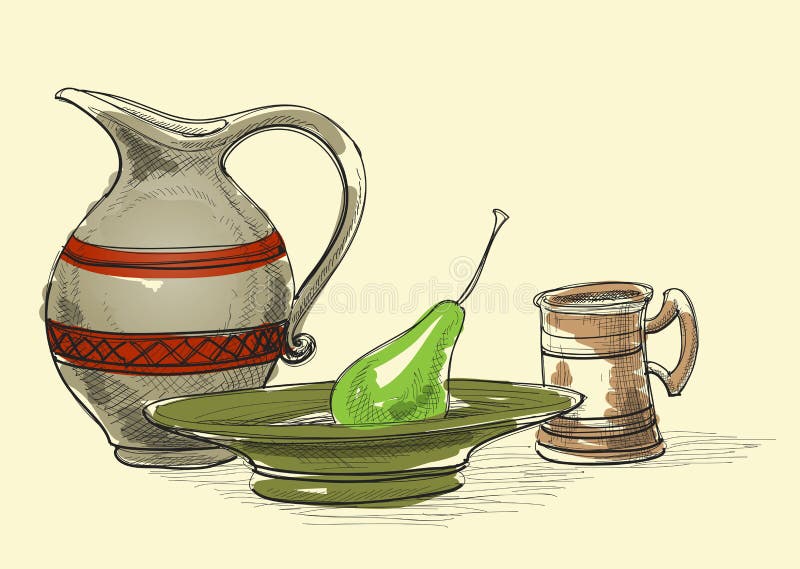 Still life illustration stock vector. Illustration of plate - 45264034