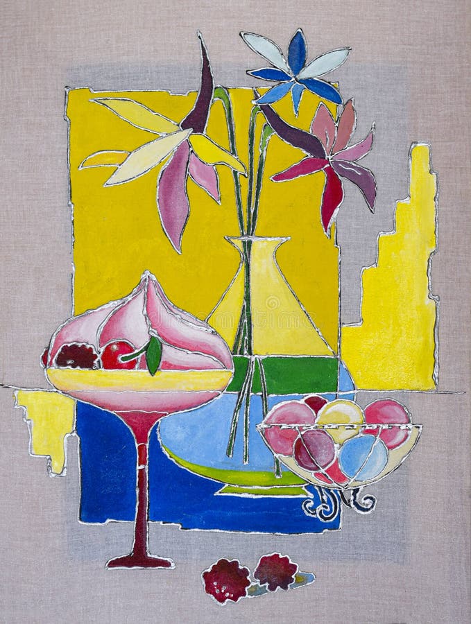 Still Life Illustration, Sweet Dessert on Windowsill. Stock ...