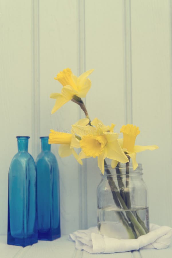 Still Life Image of Spring Flowers with Instagram Style Cross Pr Stock ...