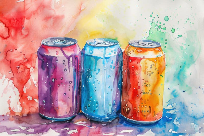 A Still Life Image of Three Cans of Soda on a Table Stock Image - Image ...