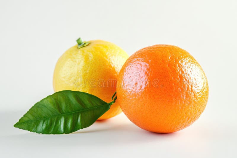 A Still Life Image of Three Citrus Fruits: Two Oranges and One Lemon ...