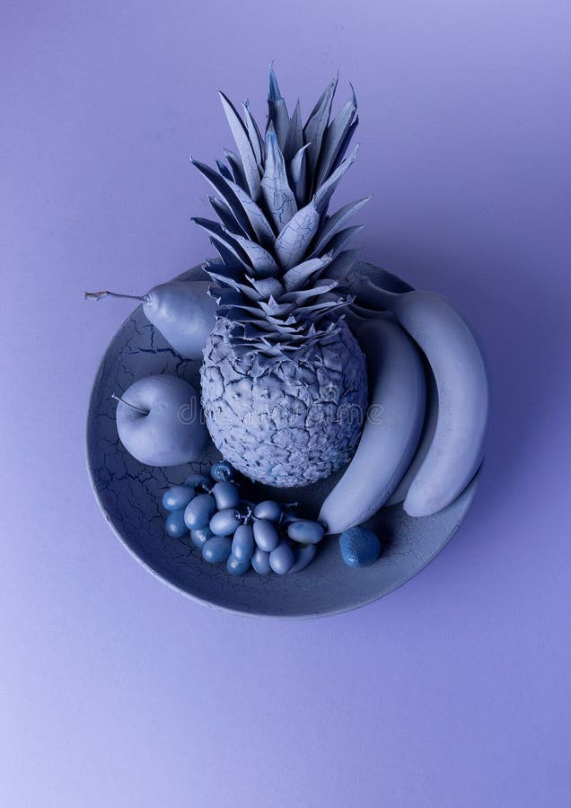 Still-life Image of Various Fruits and a Pineapple on a Plate, with ...