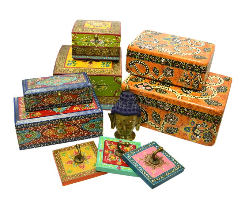 Set with Indian Cultural Objects Stock Photo - Image of isolated ...