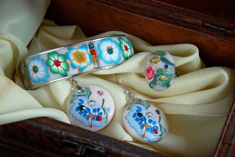 Still Life with Jewelry in Box Stock Image - Image of flower, pink ...