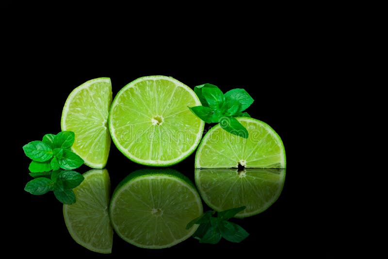 Still Life, Lemon and Lime on Black Background Stock Image - Image of ...
