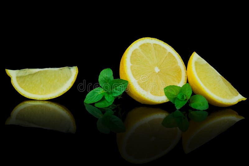 Still Life, Lemon and Lime on Black Background Stock Image - Image of ...