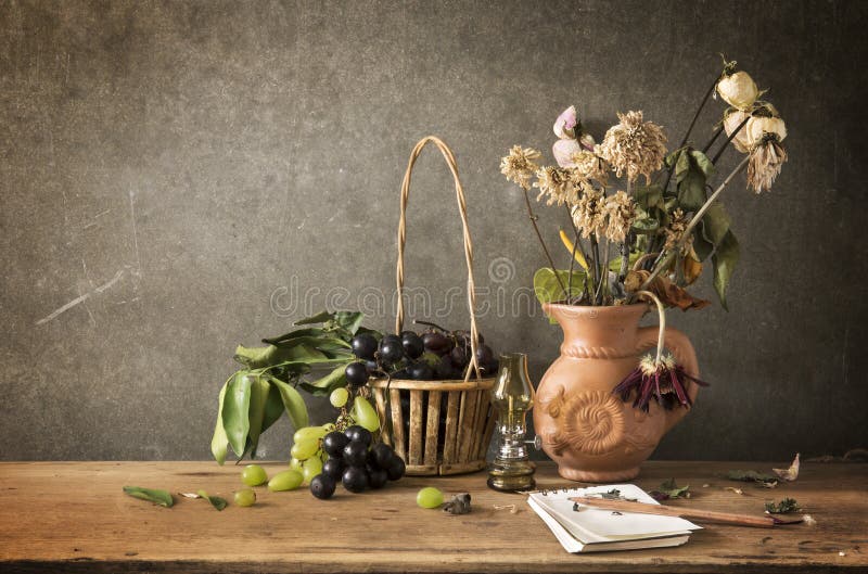 Still Life of the Letter and Flowe Stock Image - Image of fruit ...