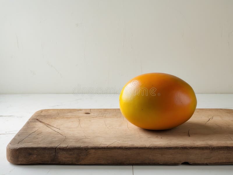 Still Life with Mango on Wooden Board, Minimalist Composition and ...