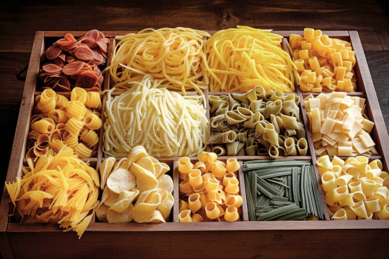 Still Life with Many Different Types of Pasta. Pasta Made from Durum ...