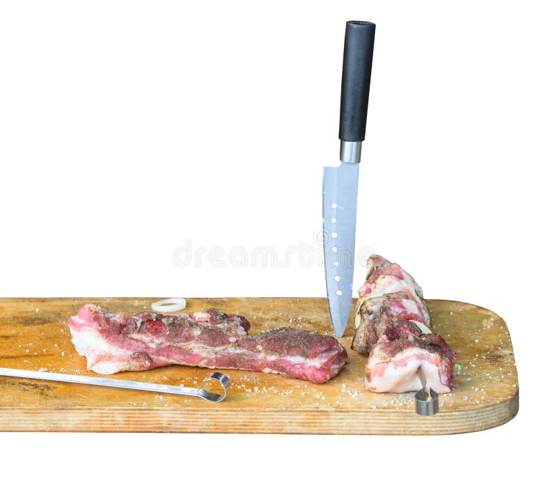 Still Life of Meat and Stick a Knife in the Board Stock Photo - Image ...
