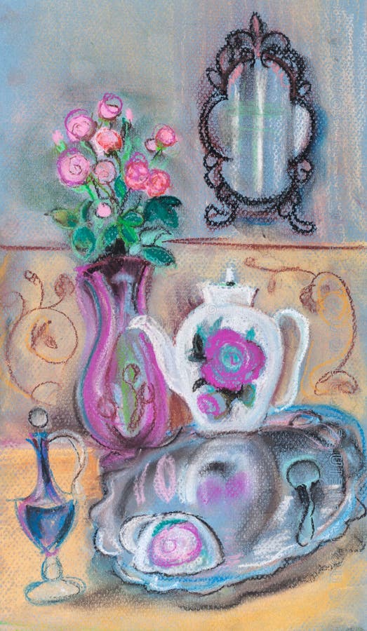 Still-life with a mirro stock illustration. Illustration of life - 31043070