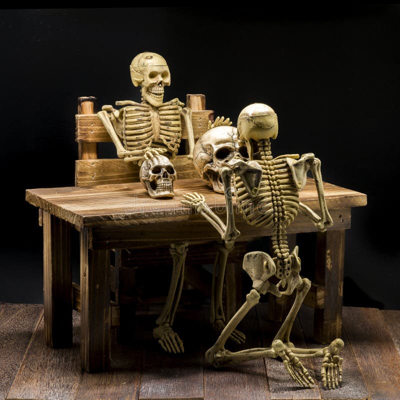 Still Life of Model Skeleton in Halloween Concept Stock Image - Image ...