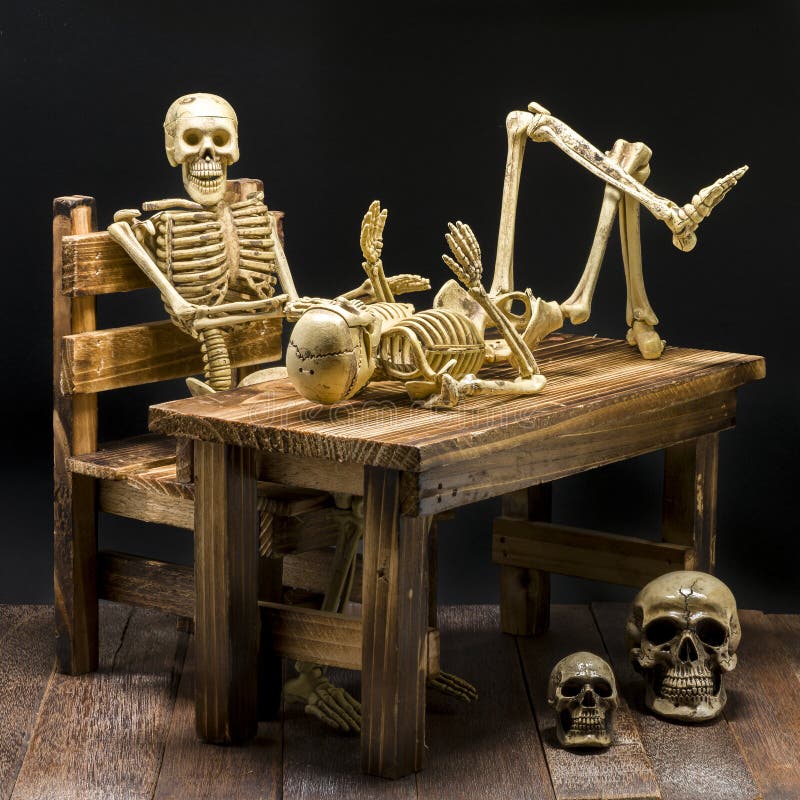 Still Life of Model Skeleton in Halloween Concept Stock Image - Image ...