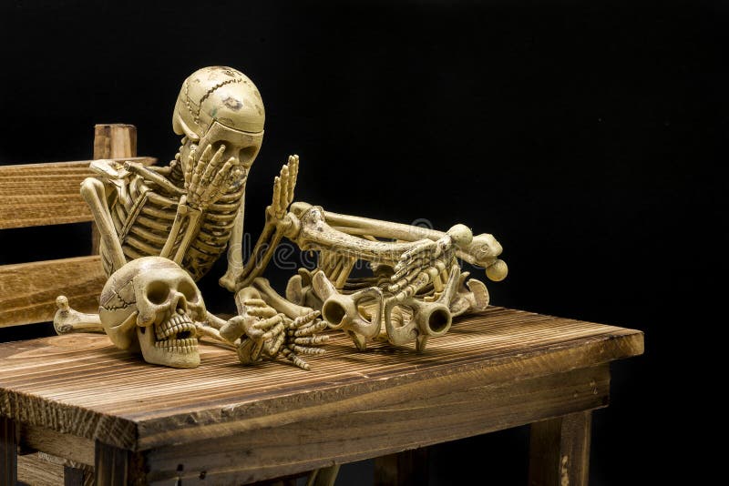 Still Life of Model Skeleton in Halloween Concept Stock Image - Image ...