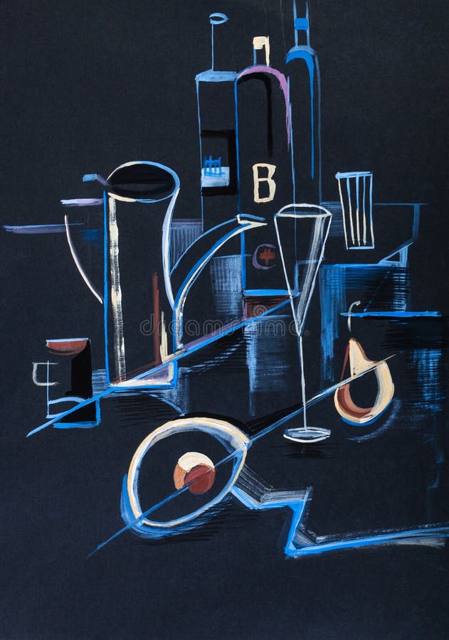 Still life in modern style stock illustration. Illustration of vase ...