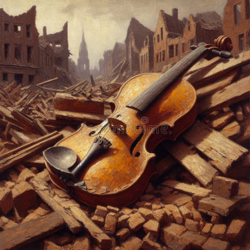 Still Life of Music and Memory in War Stock Illustration - Illustration ...