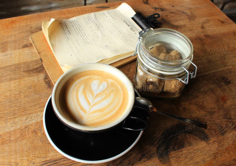 Still Life - Objects - Cup of Coffee, Menu and Brown Sugar in a Glass ...