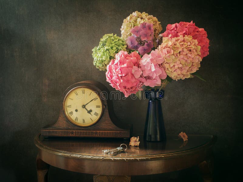 Still life Old Clock stock image. Image of numerals, lilac - 46949761