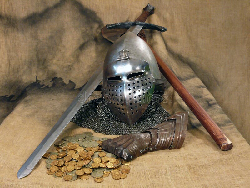 Still Life of Ancient Weapons and Armor Stock Image - Image of cold ...
