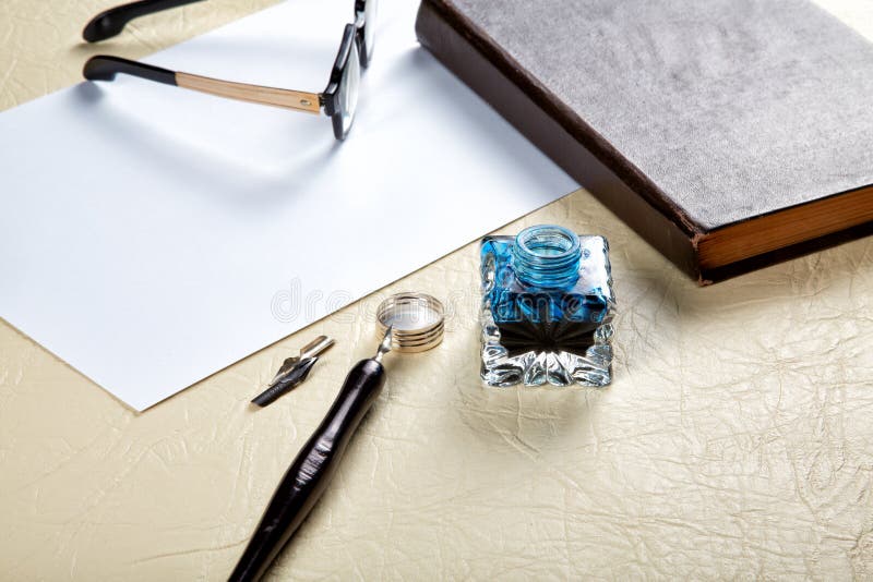 Still-life with the Old Ink Pot Stock Photo - Image of nostalgia, diary ...