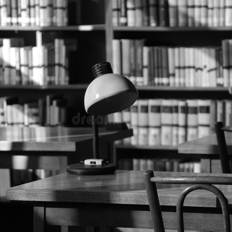 Still Life in an Old Library with a Lamp on a Table Stock Photo - Image ...