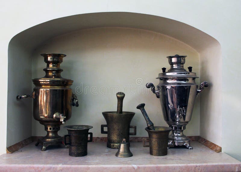 The old samovars stock photo. Image of goat, tree, reflections - 102378350