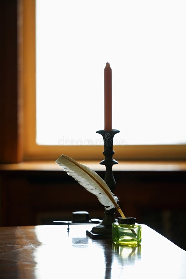 Still Life in the Old Style As a Writing Set in Close Up Stock Photo ...