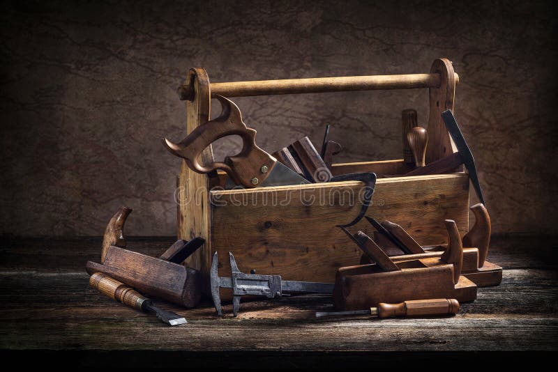 Still Life - Old Wooden Tool Box Stock Image - Image of repair ...