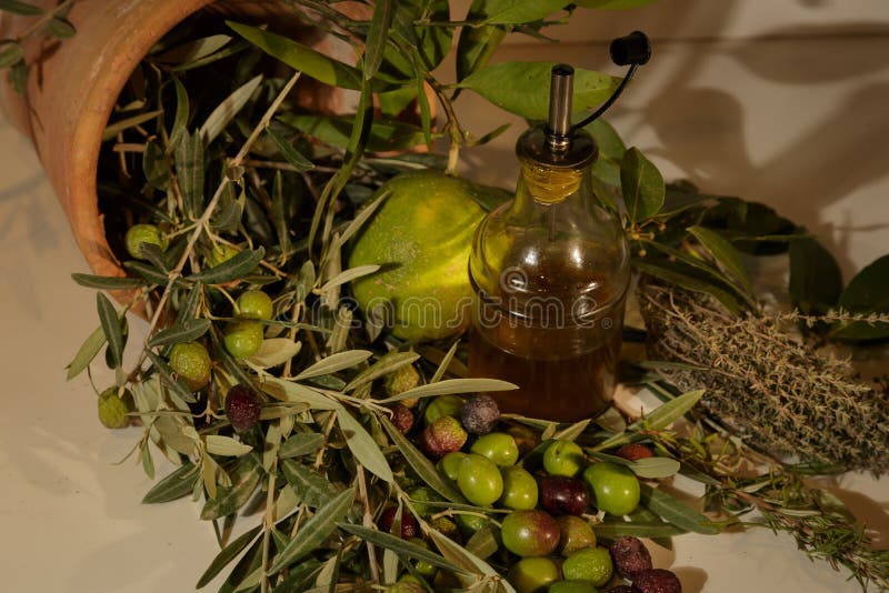 Still Life of Olives and Olives on a White Table Stock Photo - Image of ...